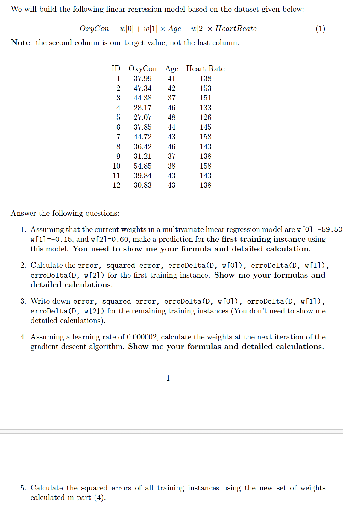 Solved We will build the following linear regression model | Chegg.com