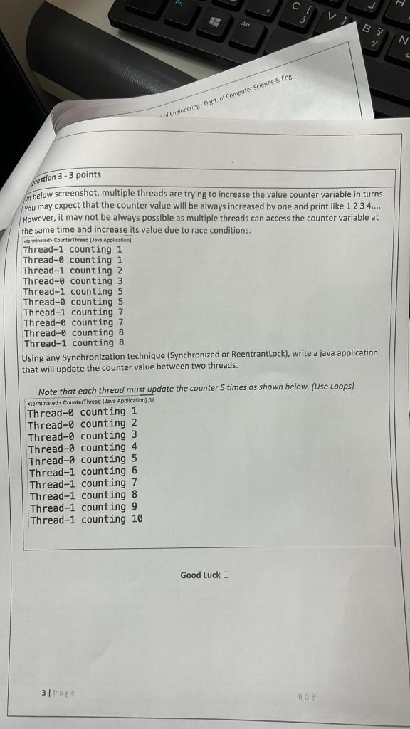 Solved in below screenshot, multiple threads are trying to | Chegg.com