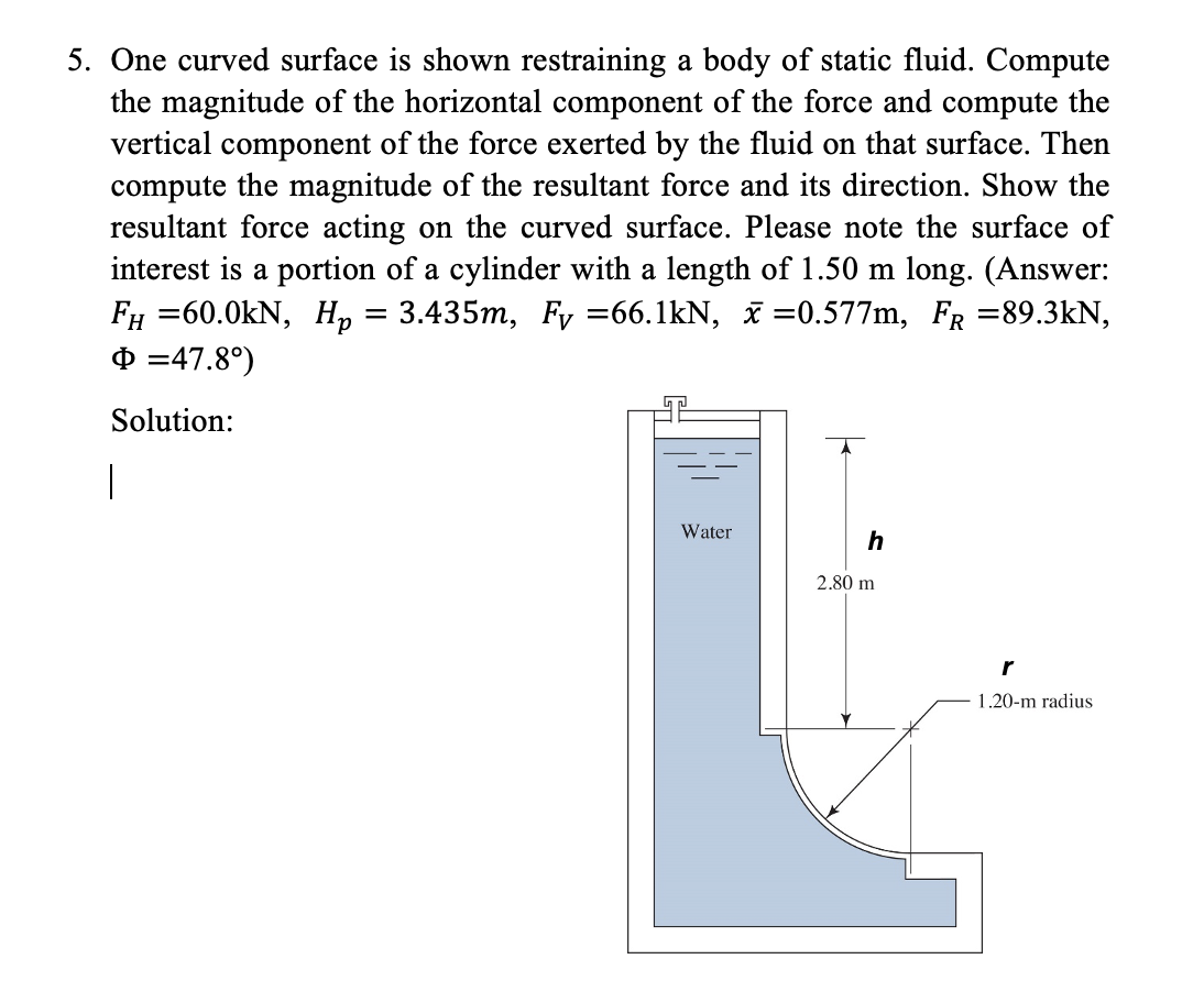 Solved 5. One curved surface is shown restraining a body of | Chegg.com