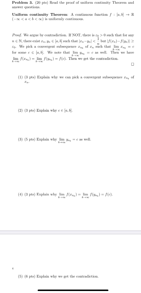 Solved Problem 3. (20 pts) Read the proof of uniform | Chegg.com