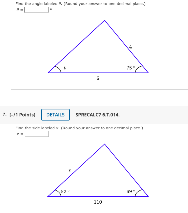 Solved Find the angle labeled 0. (Round your answer to one | Chegg.com