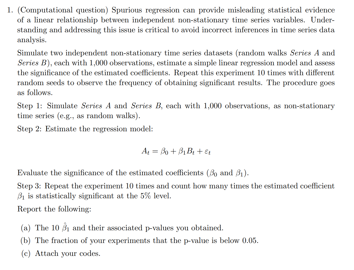 Solved Computational Question Spurious Regression Can 