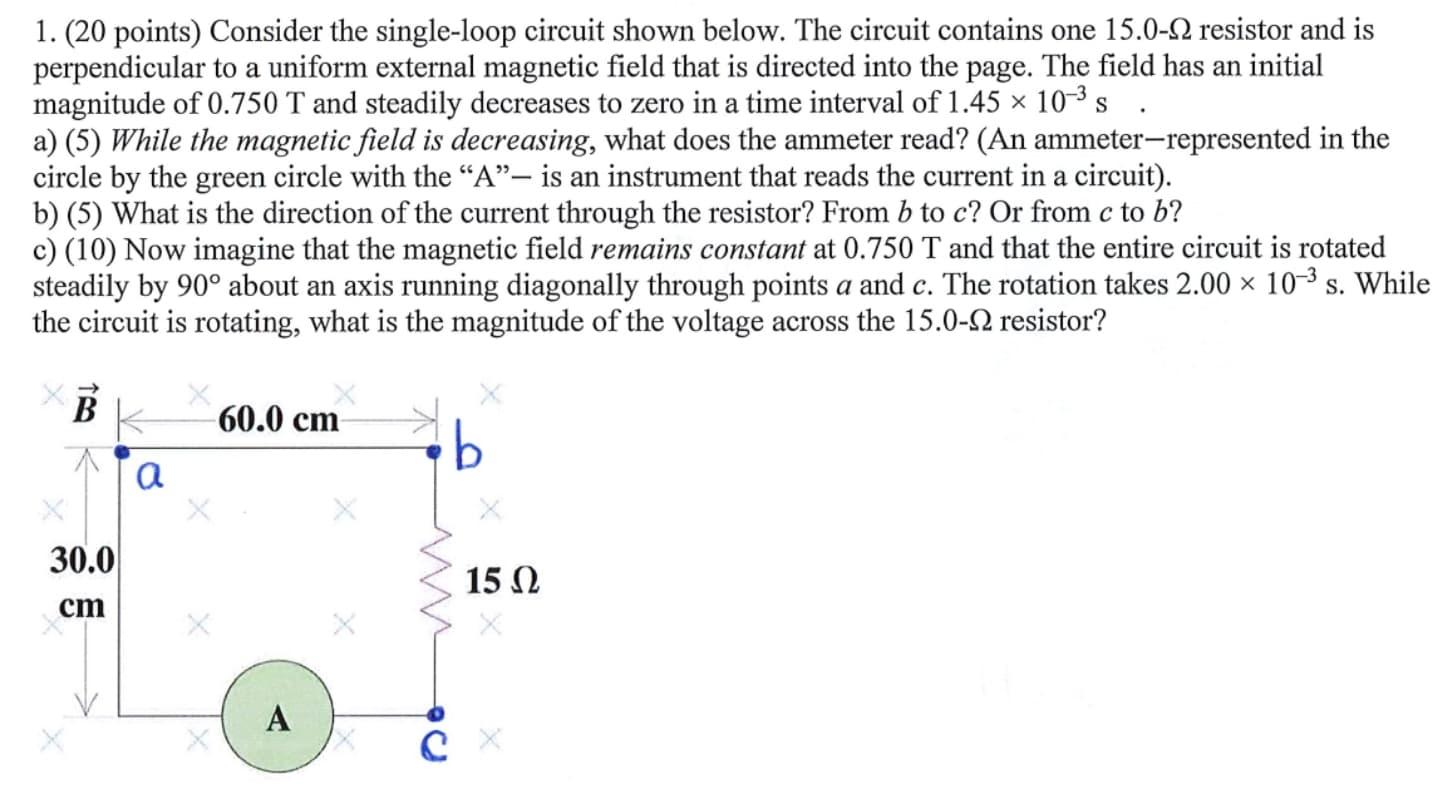 Solved 1. (20 points) Consider the single-loop circuit shown | Chegg.com