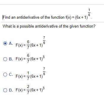 Solved 1 6 Find an antiderivative of the function f(x) = (6x | Chegg.com