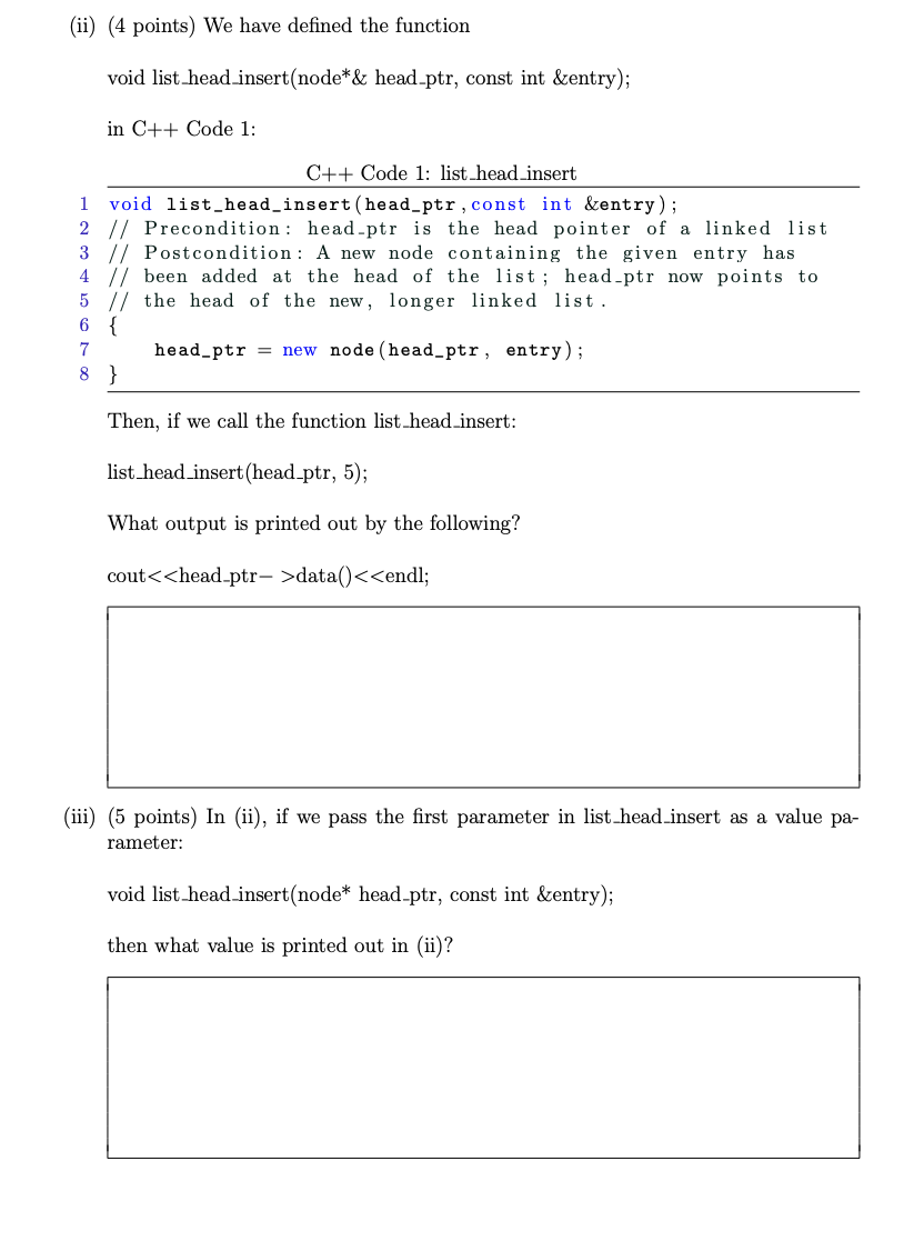 Solved (ii) (4 points) We have defined the function void | Chegg.com