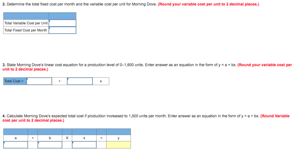 Solved 2. Determine the total fixed cost per month and the | Chegg.com