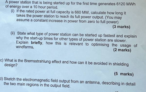 Solved A power station that is being started up for the | Chegg.com
