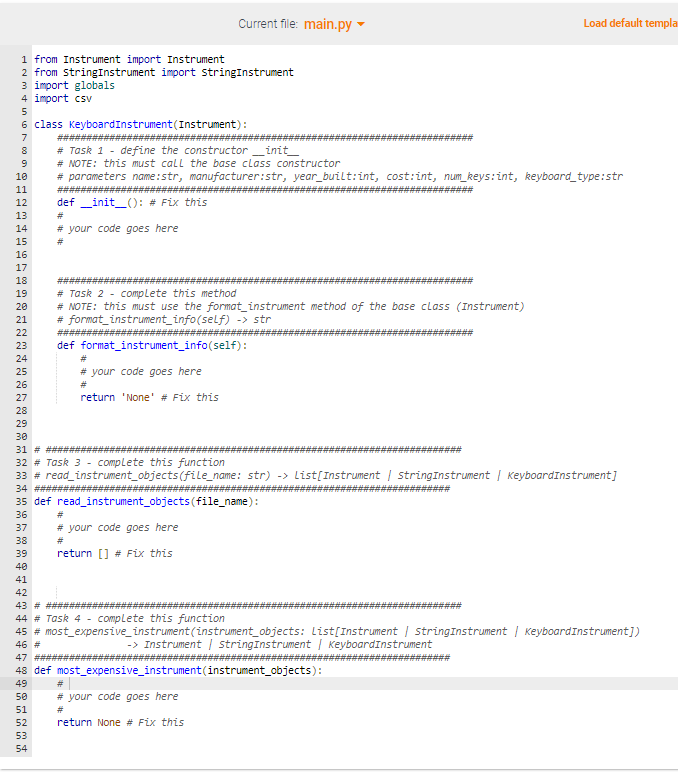 Solved Given the base class Instrument, define the __ init _ | Chegg.com