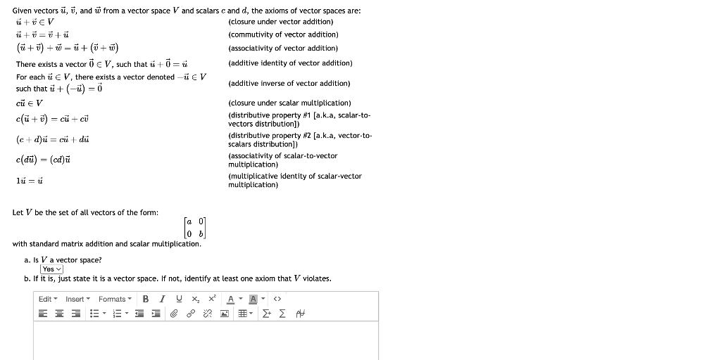 Solved Given vectors u,v, and w from a vector space V and | Chegg.com