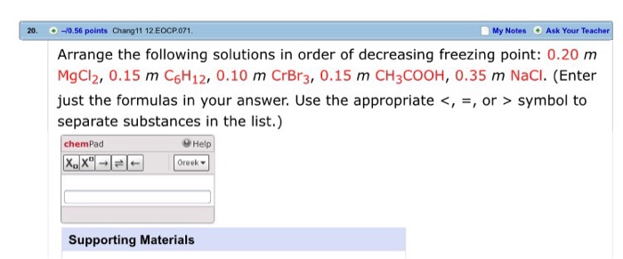 Solved Arrange the following solutions in order of | Chegg.com