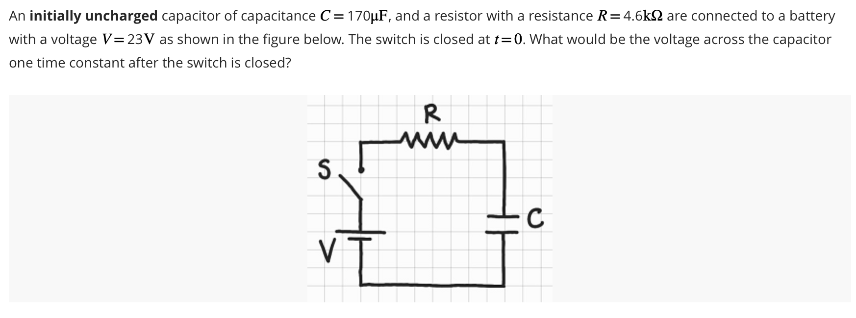 Solved An initially uncharged capacitor of capacitance | Chegg.com