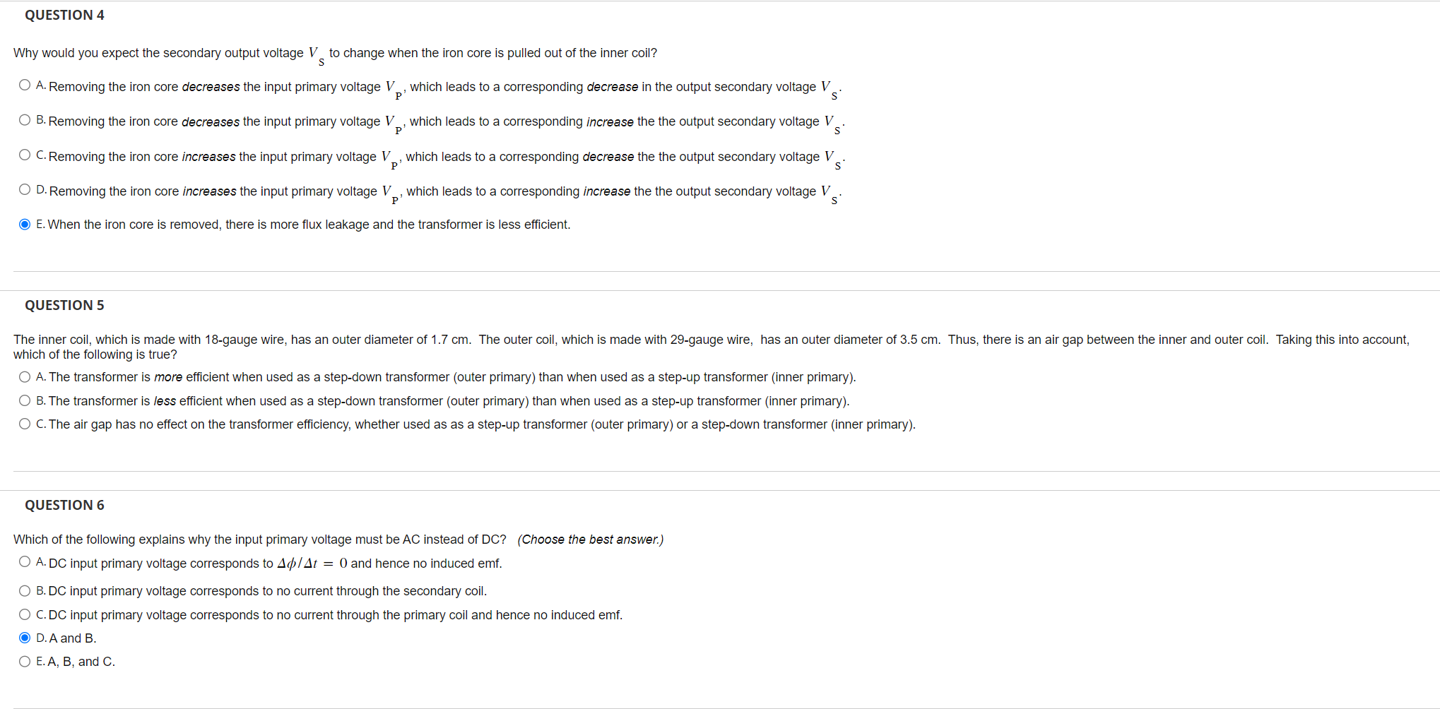 Solved Why would you expect the secondary output voltage VS | Chegg.com