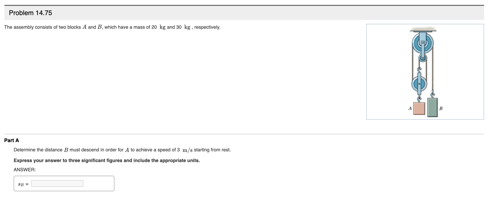 Solved Problem 14.75 The assembly consists of two blocks A | Chegg.com