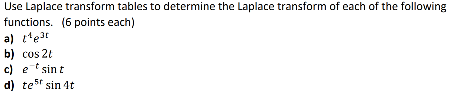 Solved Use Laplace transform tables to determine the Laplace | Chegg.com