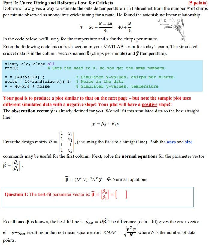 - 40++ Part D: Curve Fitting and Dolbear's Law for | Chegg.com