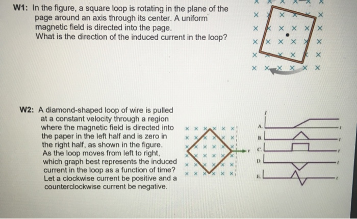 Solved W1: In the figure, a square loop is rotating in the | Chegg.com