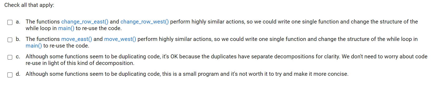 Solved Check all that apply: a. The functions | Chegg.com