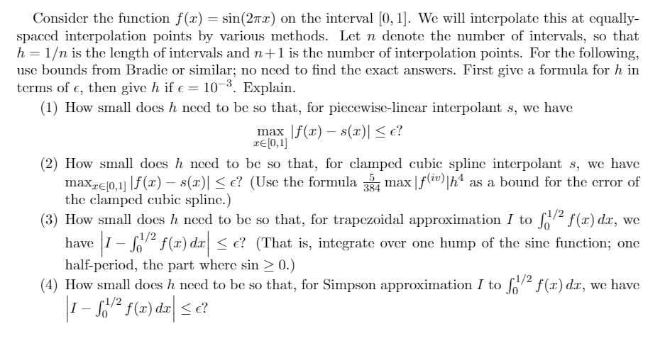 Solved Consider the function f(x) = sin(212) on the interval | Chegg.com