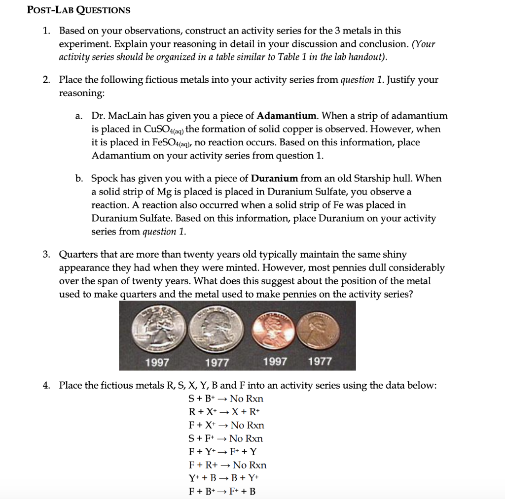 POST-LAB QUESTIONS 1. Based on your observations, | Chegg.com
