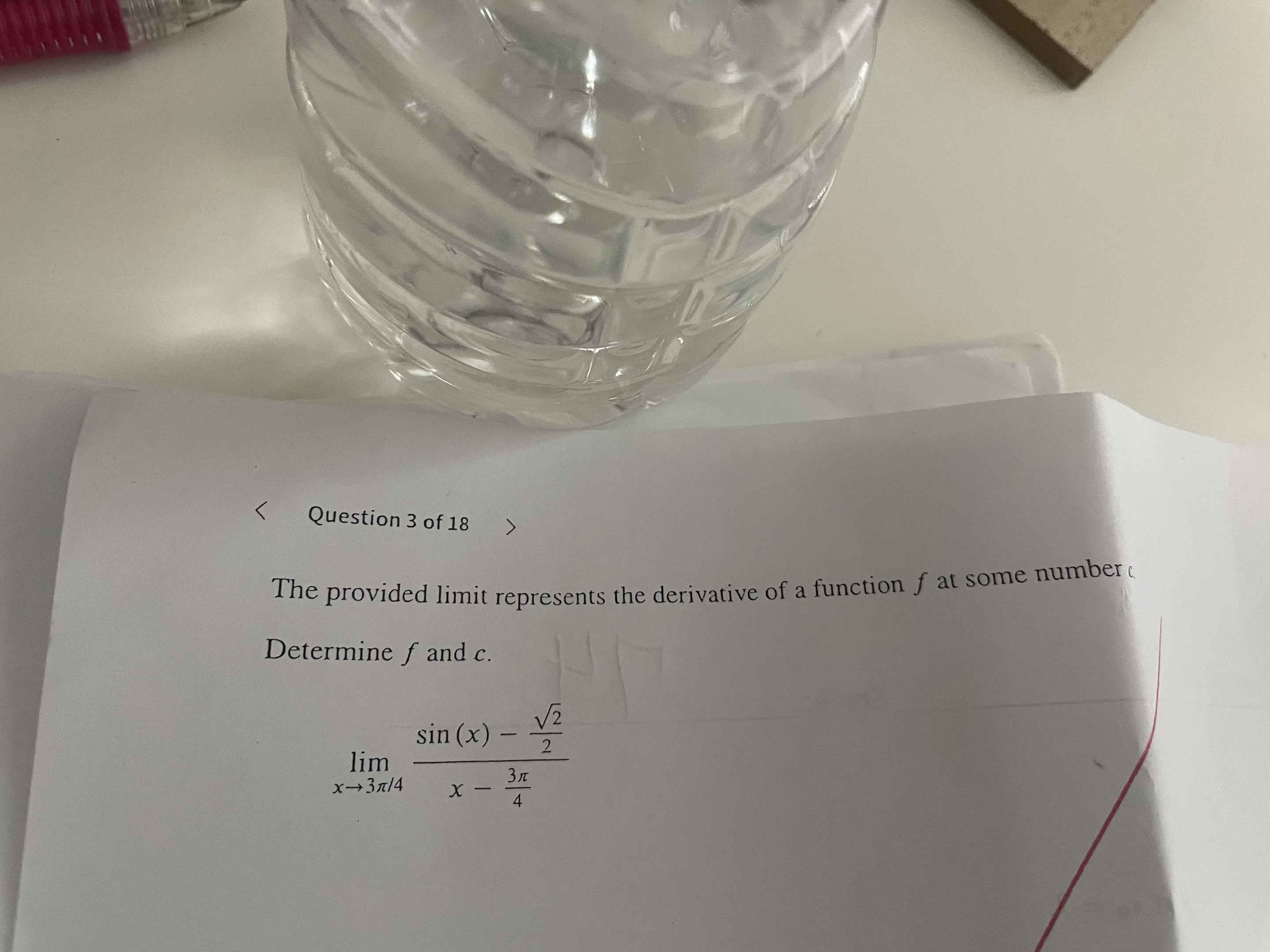 Solved The provided limit represents the derivative of the | Chegg.com