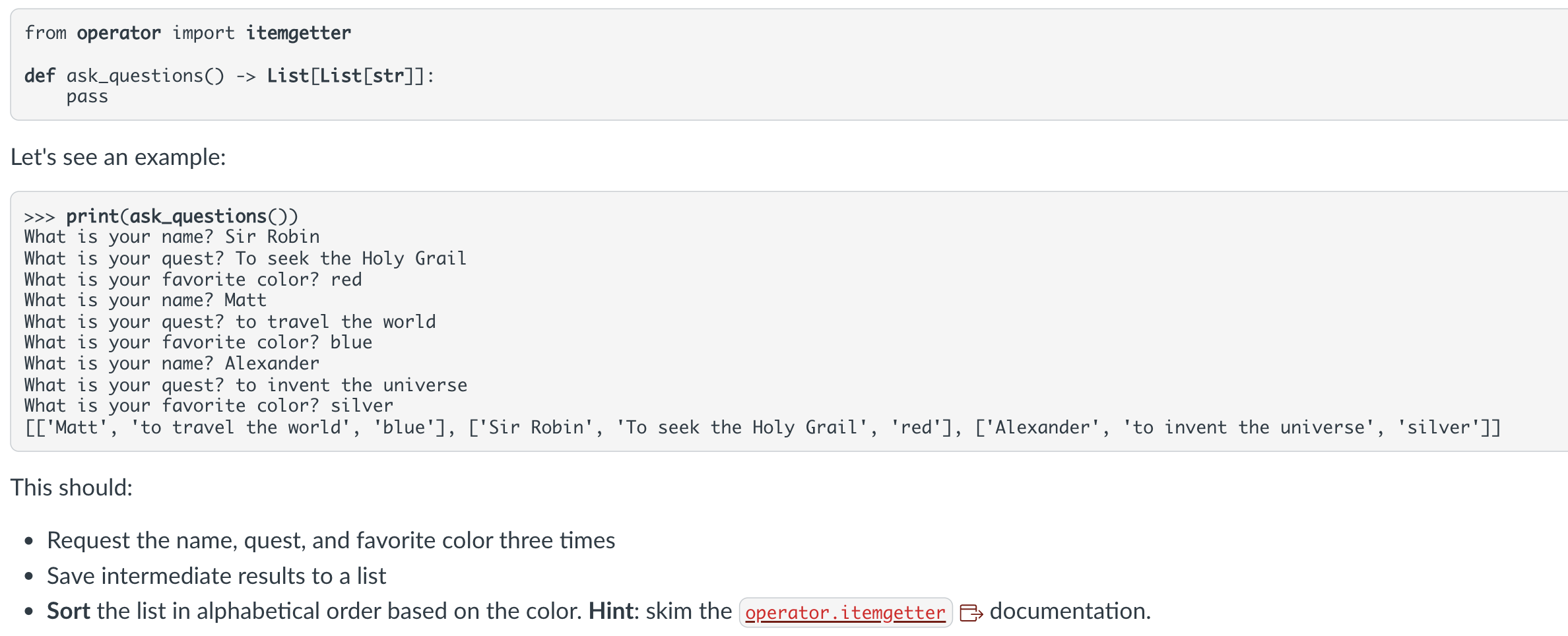 Solved Let's write a function to collect a grocery list from | Chegg.com