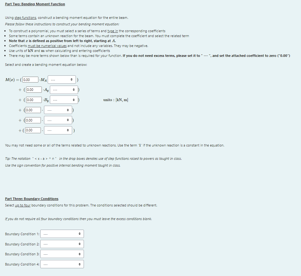 Solved Part Two: Bending Moment Function . Using step | Chegg.com