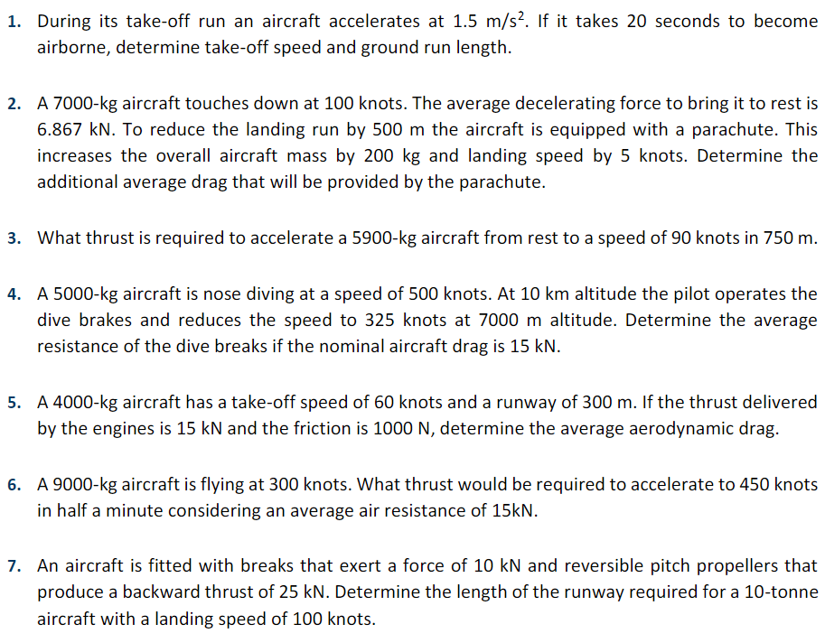 Solved 1. During its take-off run an aircraft accelerates at | Chegg.com