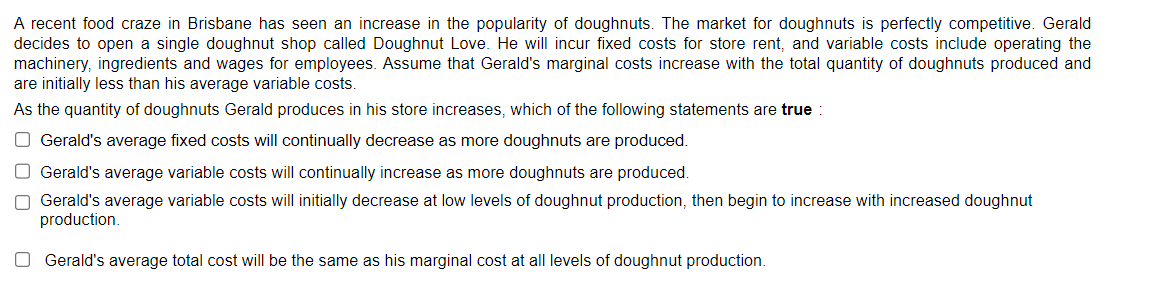 Solved A recent food craze in Brisbane has seen an increase | Chegg.com