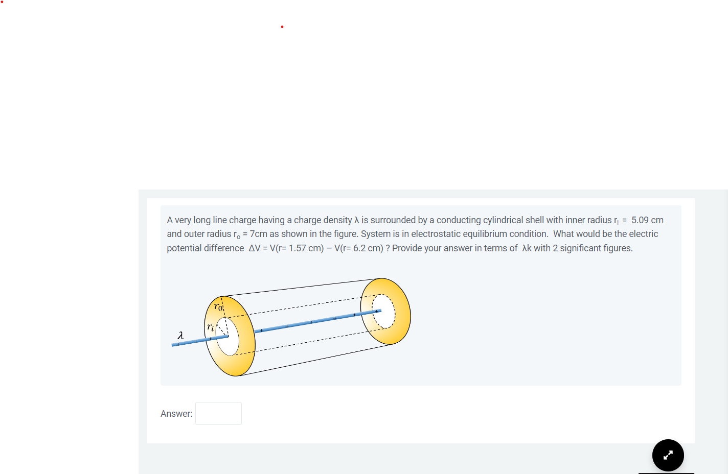 Solved A very long line charge having a charge density λ is | Chegg.com