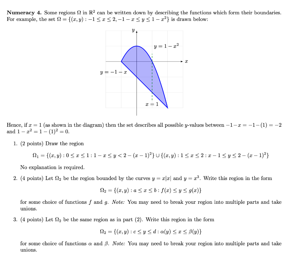 Solved Numeracy 4. Some regions S2 in R2 can be written down | Chegg.com