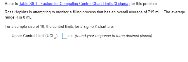 Solved Lower Control Limit (LCL Subscript x | Chegg.com