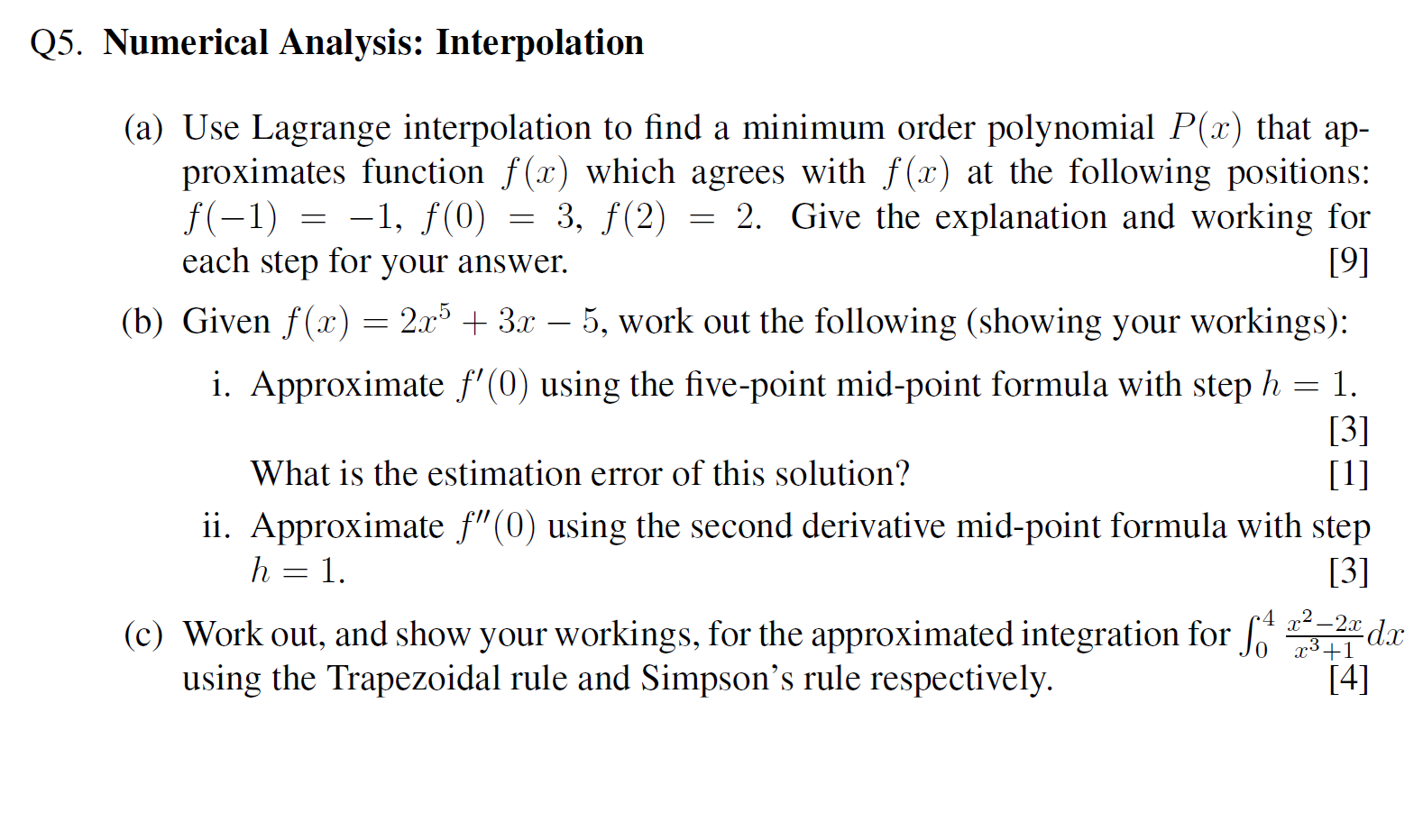 Solved Q5. Numerical Analysis: Interpolation (a) Use | Chegg.com