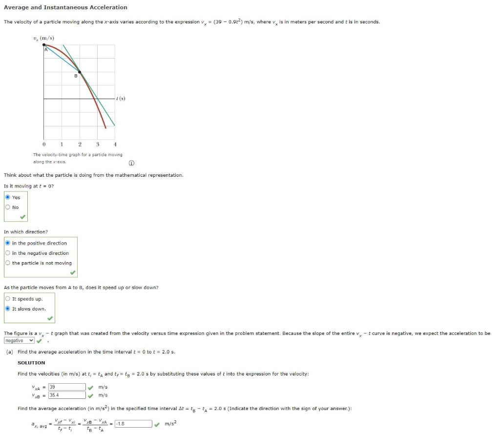 Solved Average and Instantaneous Acceleration The velocity | Chegg.com