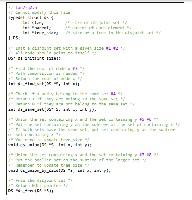 Solved You are going to implement the disjoint set abstract | Chegg.com
