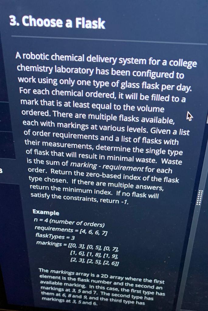 Solved 3. Choose a Flask A robotic chemical delivery system | Chegg.com