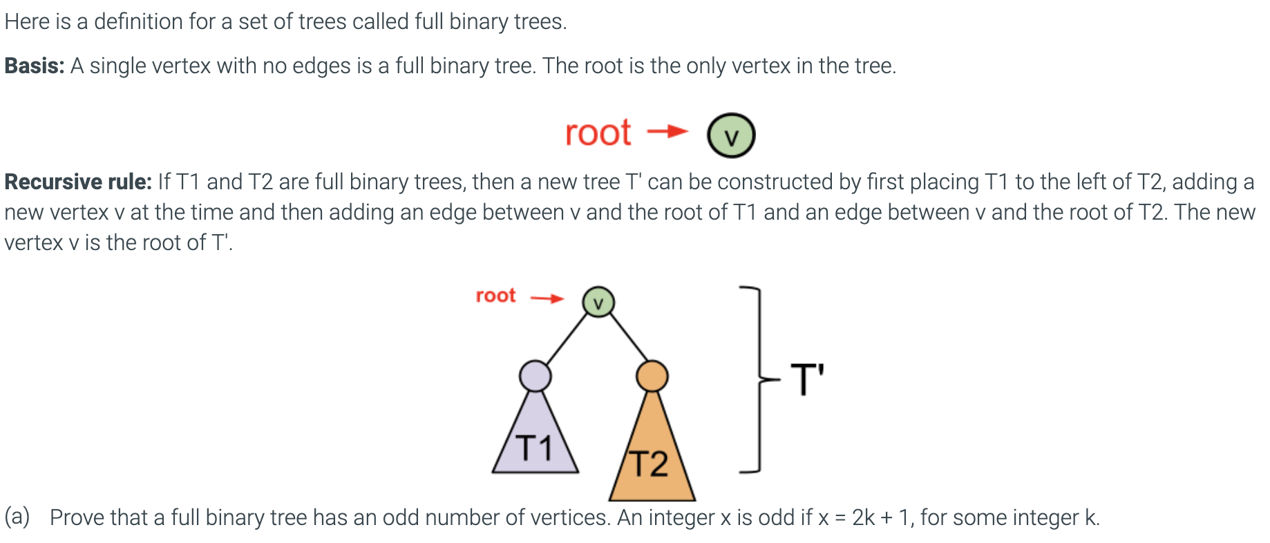 Solved Here is a definition for a set of trees called full | Chegg.com