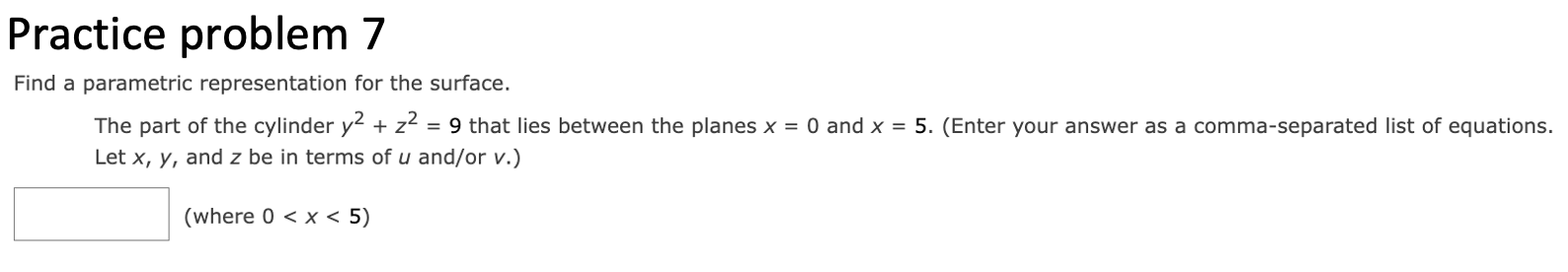 Solved Practice problem 7 Find a parametric representation | Chegg.com