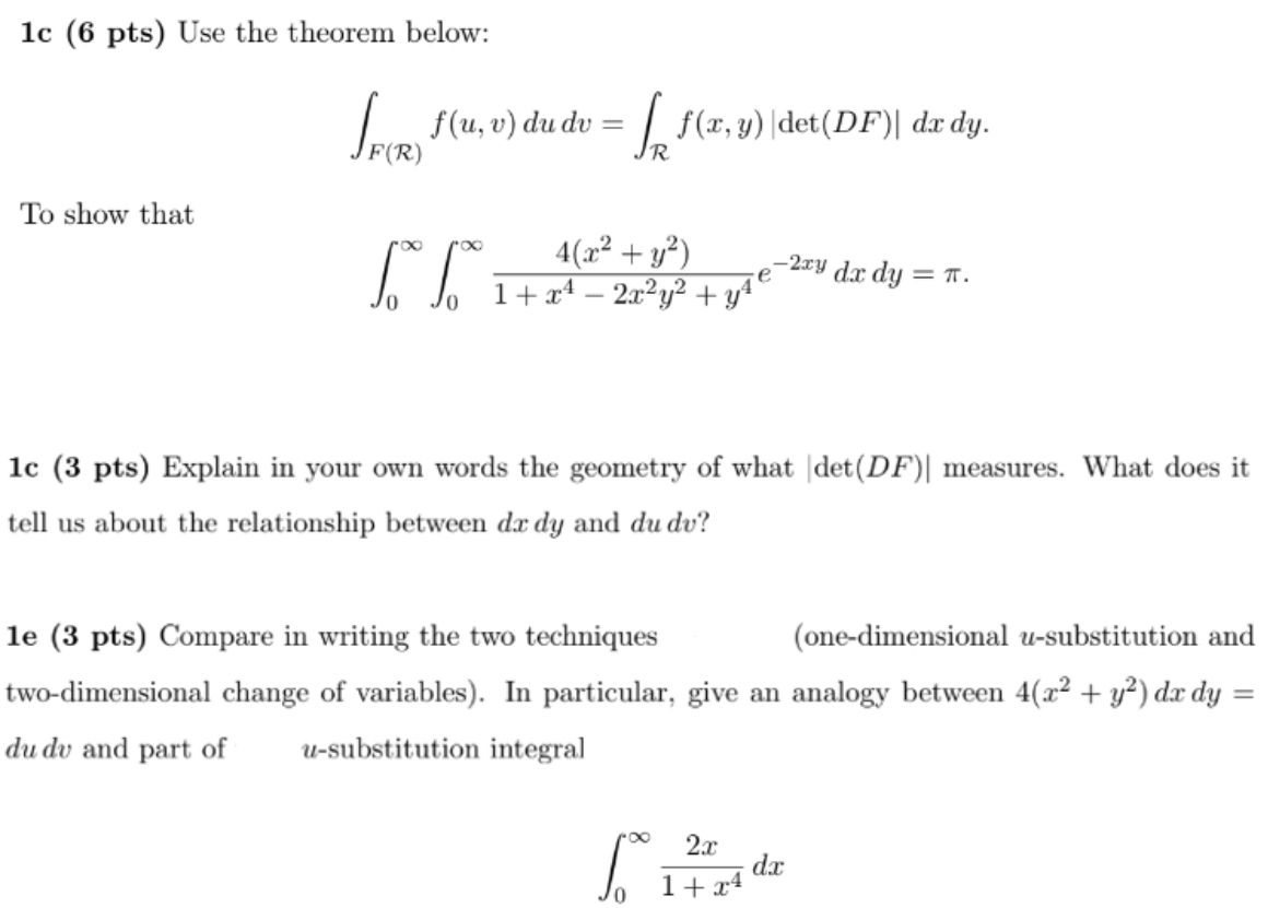 Solved 1c (6 pts) Use the theorem below: | Chegg.com