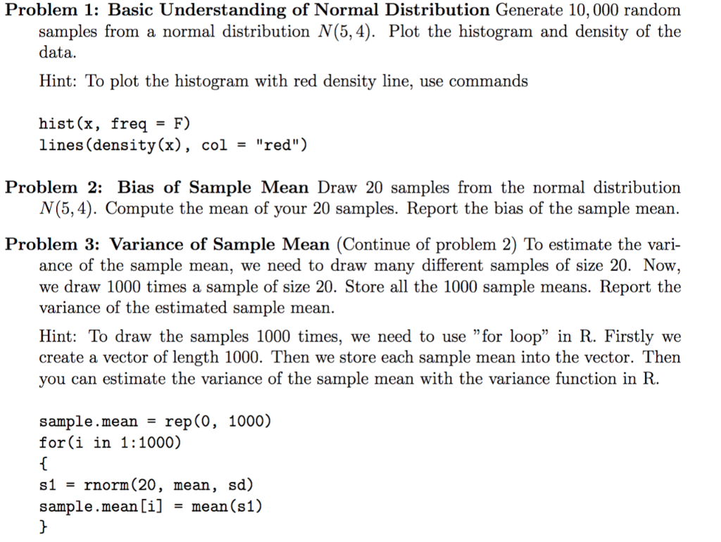 Solved Problem 1: Basic Understanding of Normal Distribution | Chegg.com