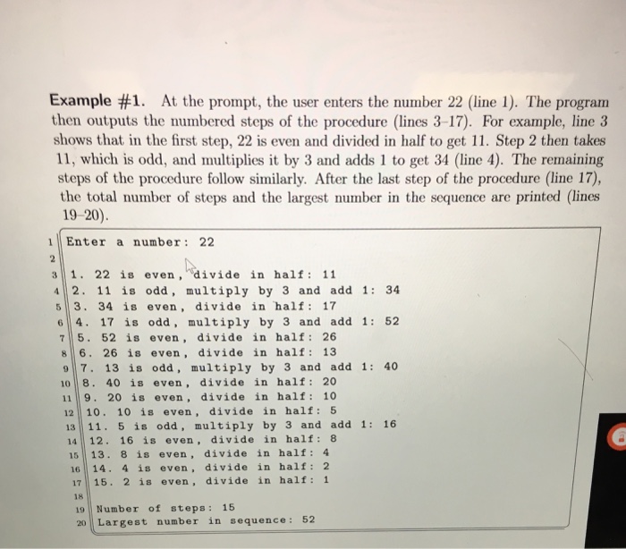 Solved Example #1. At the prompt, the user enters the number | Chegg.com