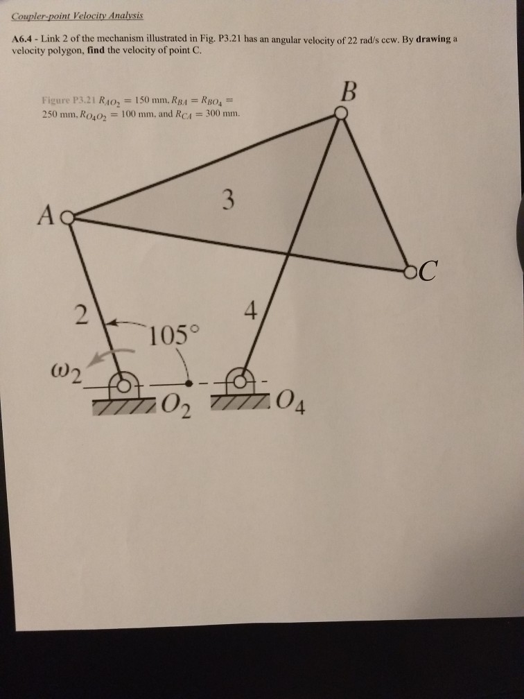 Solved Coupler -point Velocity Analysis A6.4 - Link 2 of the | Chegg.com