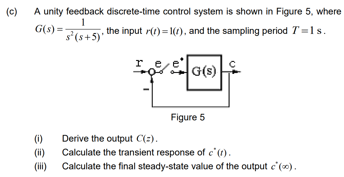 Solved (c) A unity feedback discrete-time control system is | Chegg.com
