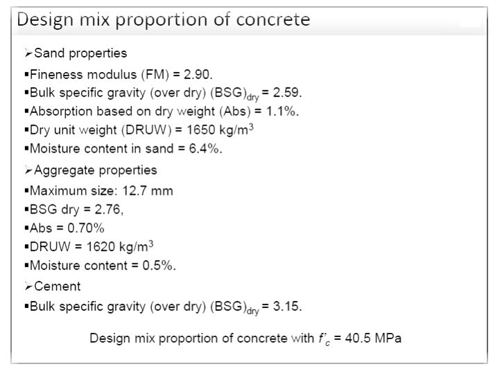 Solved Design mix proportion of concrete Sand properties | Chegg.com