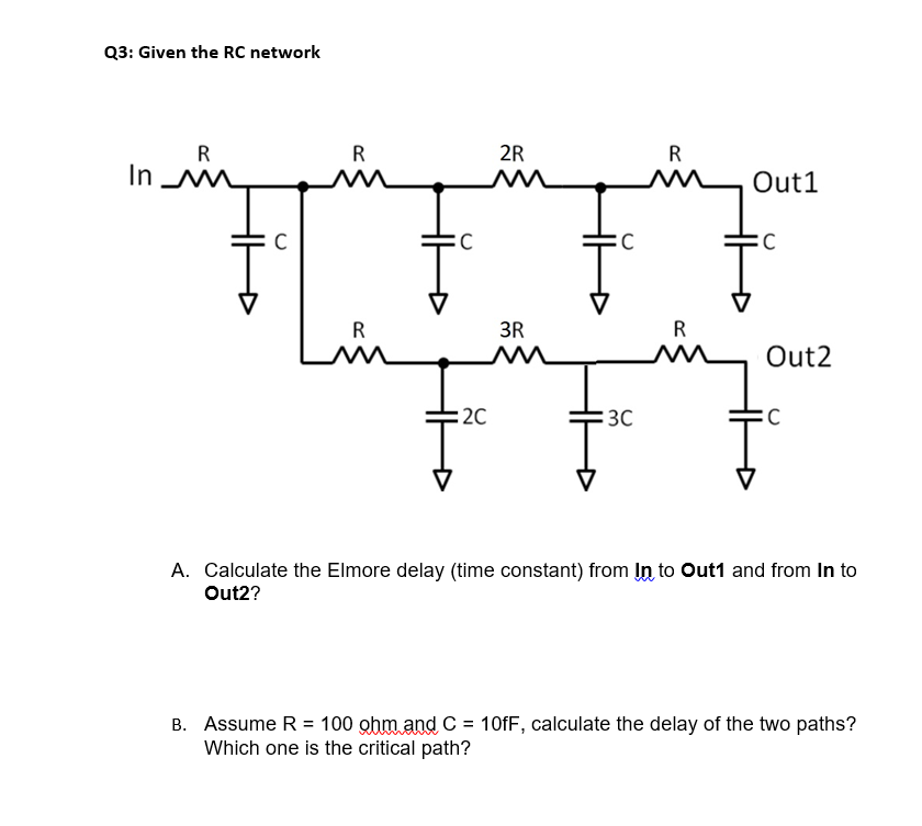 Solved Q3 Given The Rc Network A Calculate The Elmore 