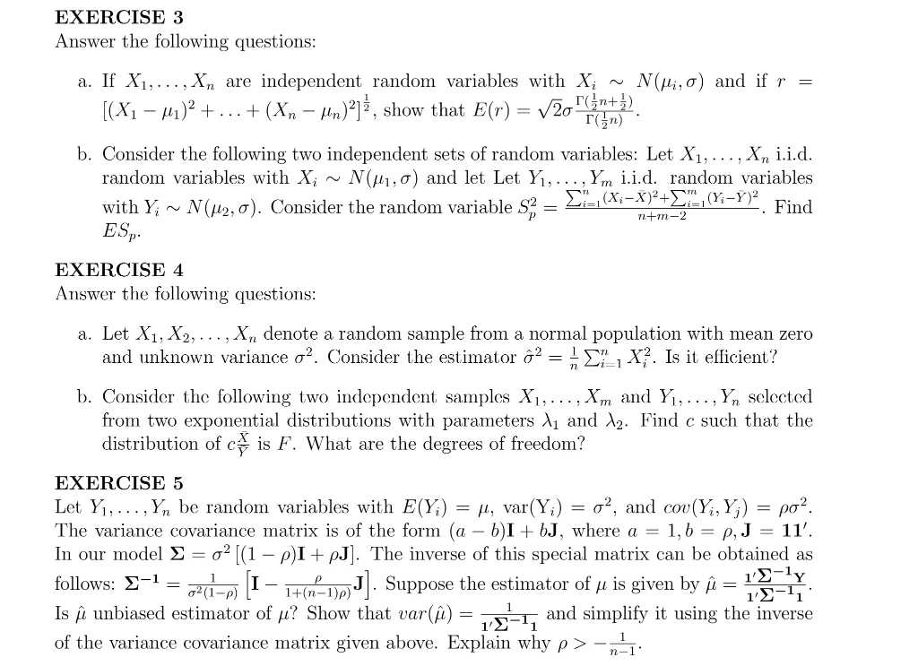 Solved Exercise 3 Answer The Following Questions A If Xi