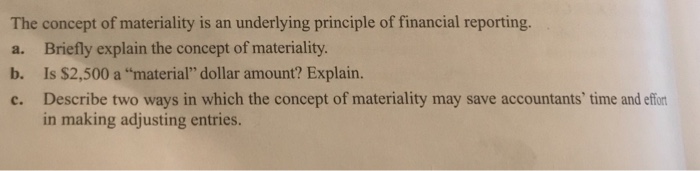 Solved The concept of materiality is an underlying principle | Chegg.com