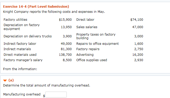 Solved Exercise 14-4 (Part Level Submission) Knight Company | Chegg.com