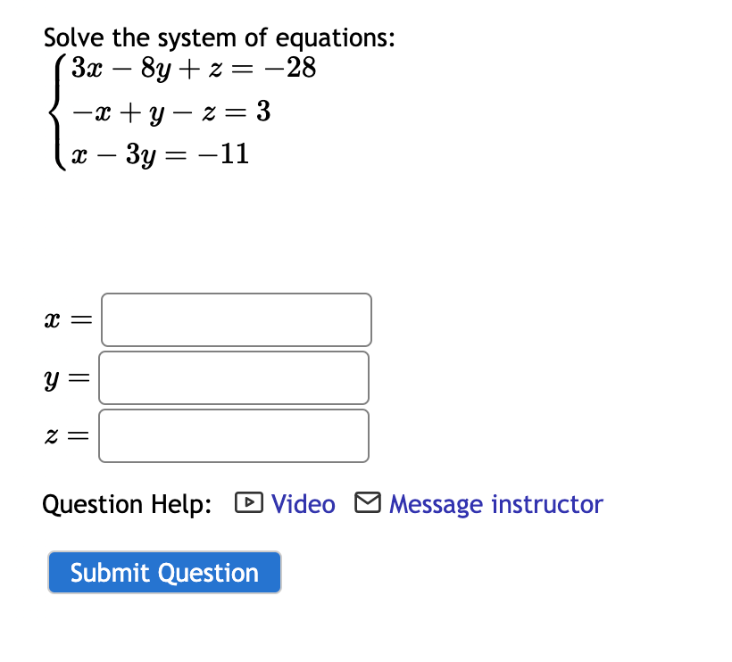 Solved Solve the system of equations: | Chegg.com