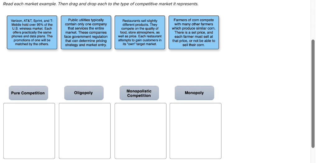 Solved The number and types of competitors in the market is | Chegg.com