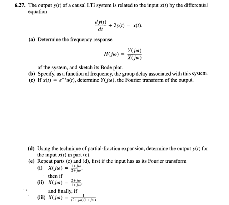 Solved 27. The output y(t) of a causal LTI system is related | Chegg.com